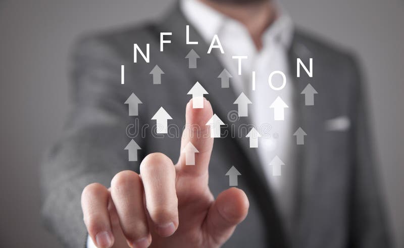 Man Showing Growing Arrows with a Word Inflation Stock Photo - Image of ...