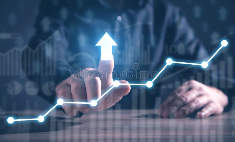 Man Showing Growth Graph and Financial Charts Stock Photo - Image of ...