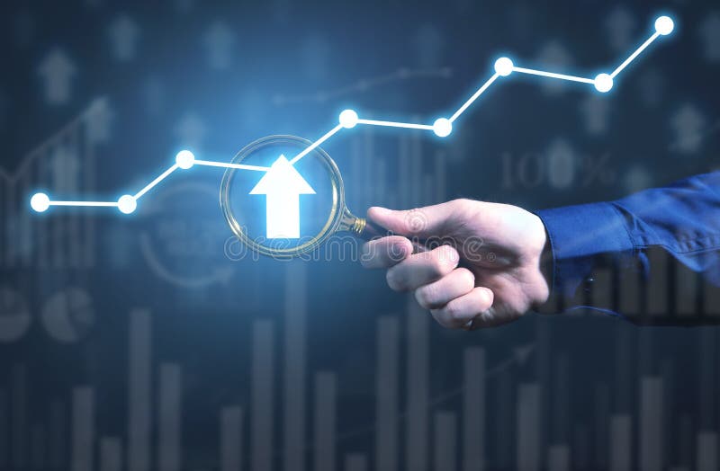 Man Showing Growth Graph and Financial Charts Stock Photo - Image of ...