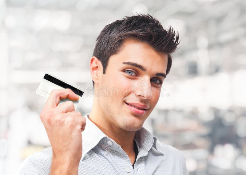 Man Showing His Credit Card Stock Photo - Image of ecommerce, charge ...