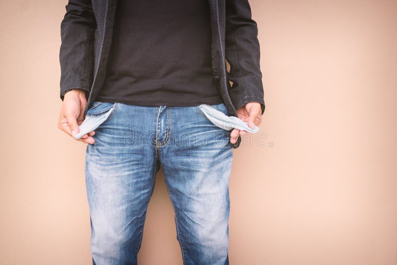 Man Showing His Empty Pockets Stock Photo - Image of hold, gambling ...