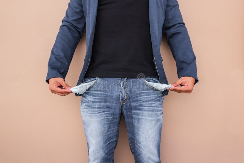 Man Showing His Empty Pockets Stock Photo - Image of male, poverty ...