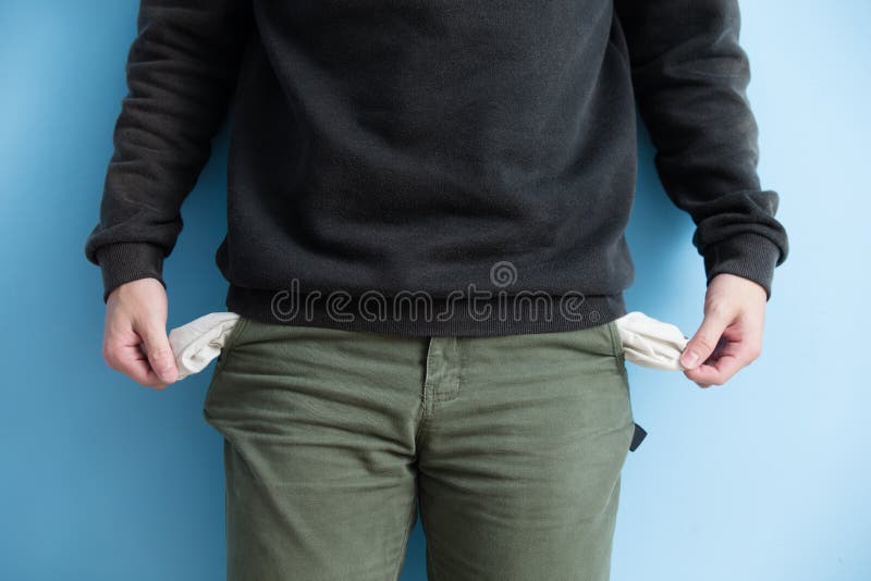 Man Showing His Empty Pockets Stock Image - Image of economic, hand ...