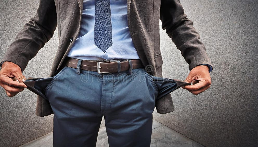 The Man Showing His Empty Pockets. Financial Concept Stock Illustration ...