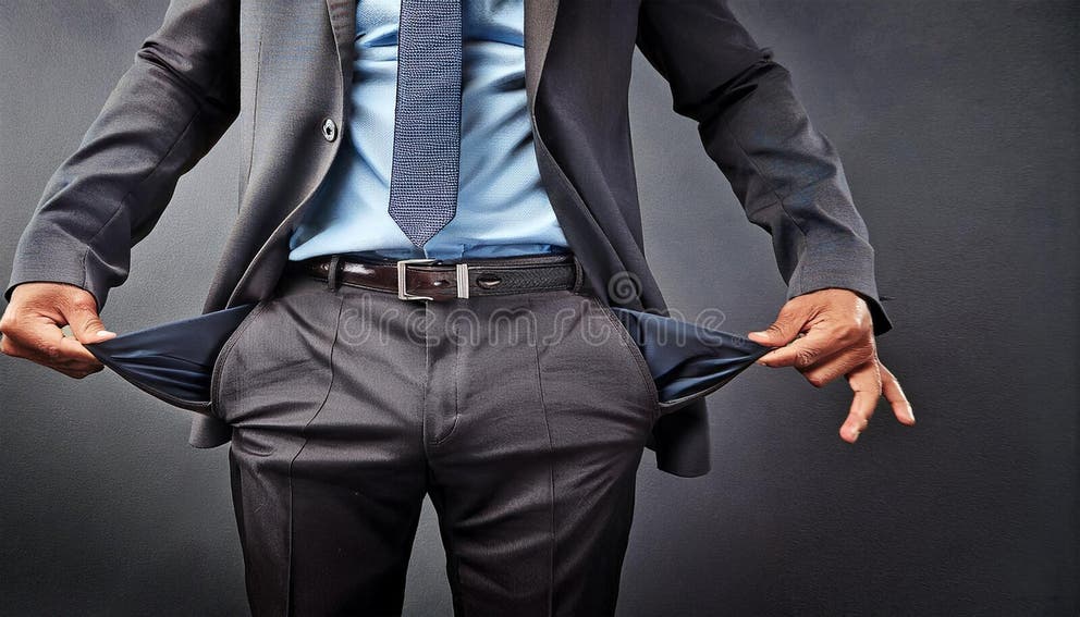 The Man Showing His Empty Pockets. Financial Concept Stock Illustration ...