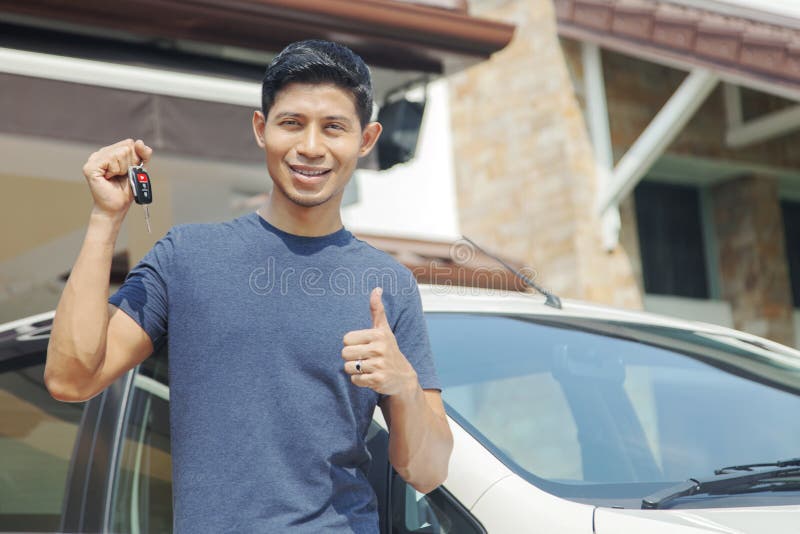 Happy Man Showing His New Car Key Stock Photo - Image of transportation ...