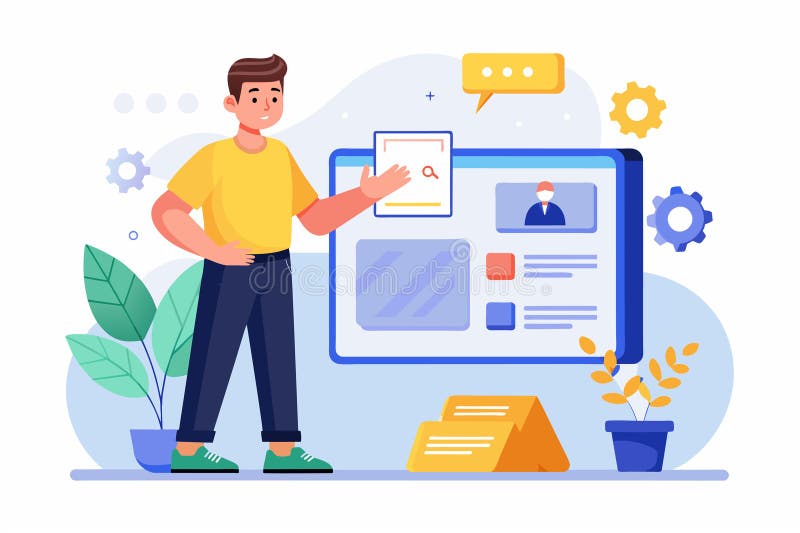 A Man is Showing How To Create a User-friendly Website in a Digital ... A Man is Showing How To Create a User-friendly Website in a Digital ...