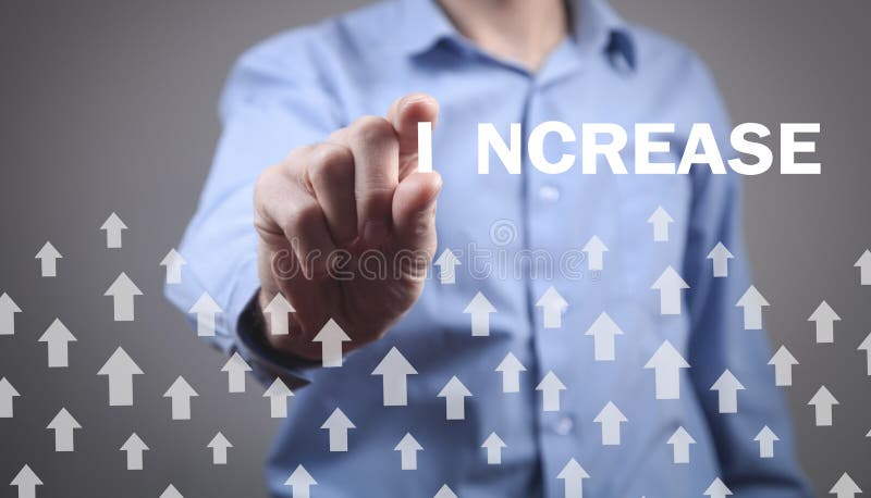 Man Showing Increase Word with a Growing Arrows Stock Image - Image of ...