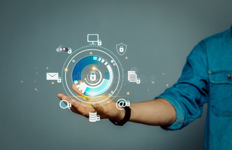 Man Showing Information Network Control Technology Icon Stock Image ...