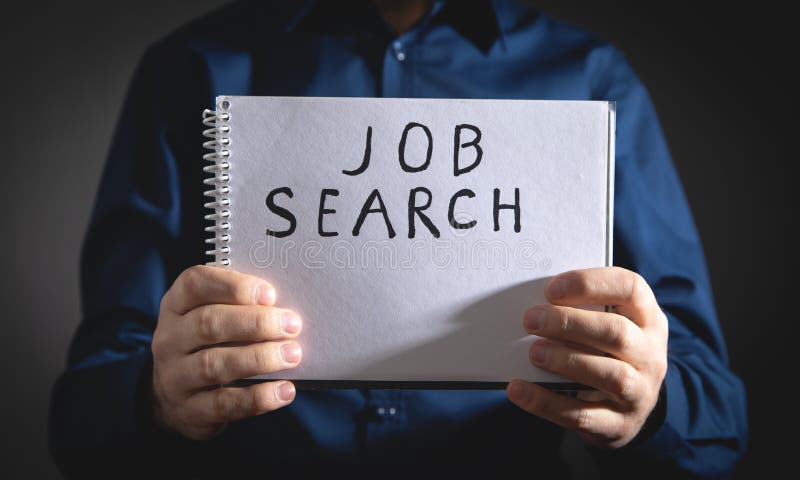 Man Showing Job Search Text on Notepad Stock Photo - Image of success ...