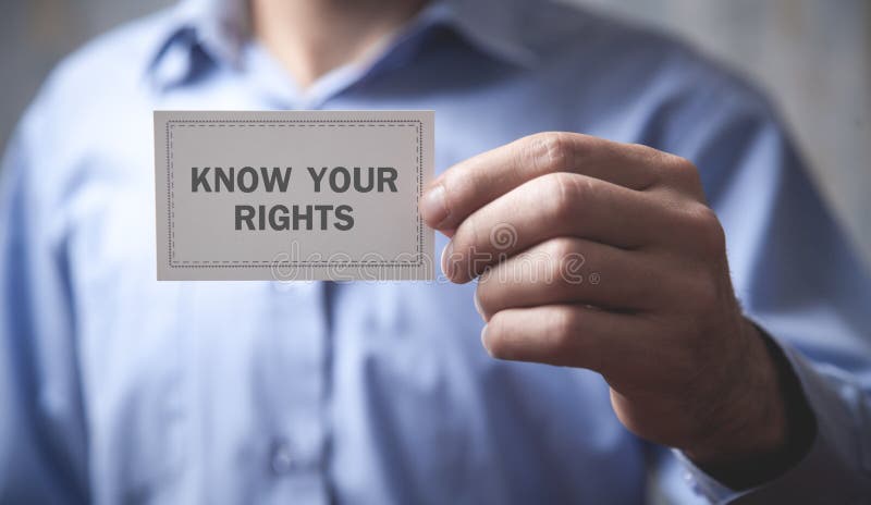 Man Showing Know Your Rights Text in Business Card Stock Photo - Image ...