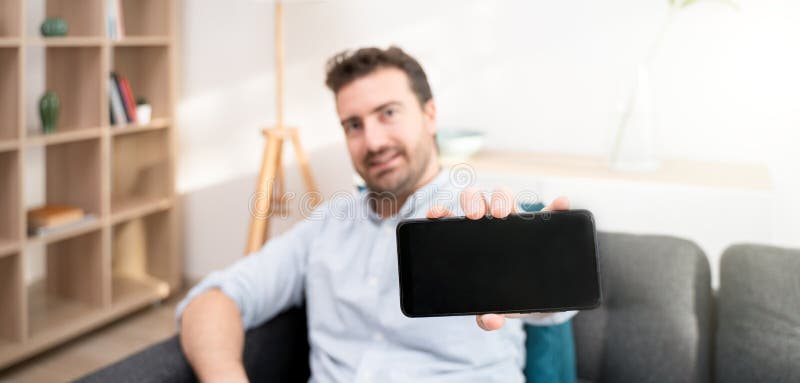 Man Showing Mobile Phone Display and Black Screen Stock Photo - Image ...
