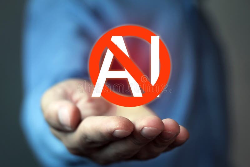 Man Showing No AI Symbol. Stop AI Stock Image - Image of symbol, genius ...