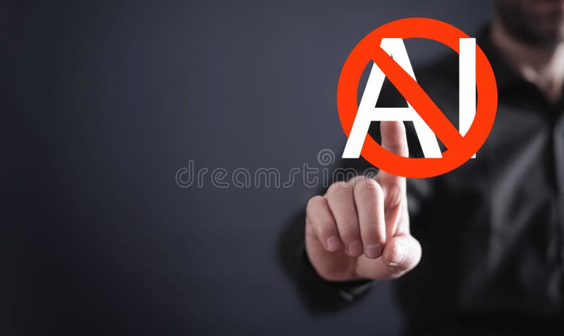 Man Showing No AI Symbol. Stop AI Stock Image - Image of artificial ...