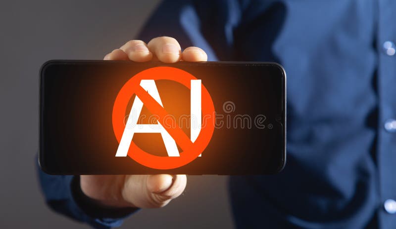 Man Showing No AI Symbol. Stop AI Stock Photo - Image of concept ...