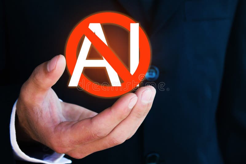 Man Showing No AI Symbol. Stop AI Stock Photo - Image of illegal, icon ... Man Showing No AI Symbol. Stop AI Stock Photo - Image of illegal, icon ...