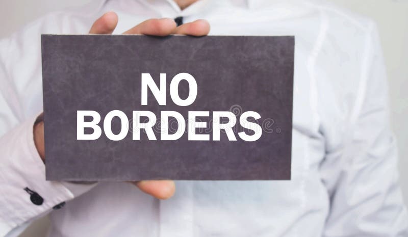 Man Showing No Borders Text in Cardboard Stock Image - Image of borders ...