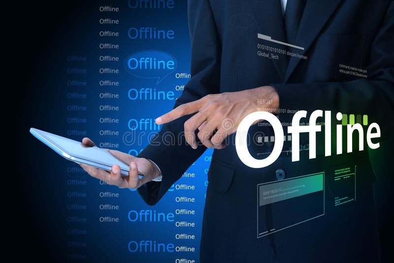 Man Showing Offline Concept Stock Photo - Image of handsome, education ...