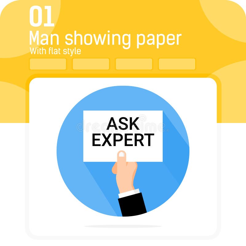 Man Showing Paper ASK EXPERT Text Premium Vector Illustration with Flat ...