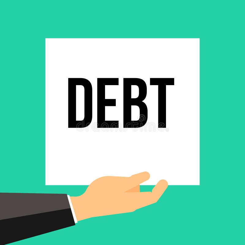 Man Showing Paper DEBT Text Stock Vector - Illustration of despair ...