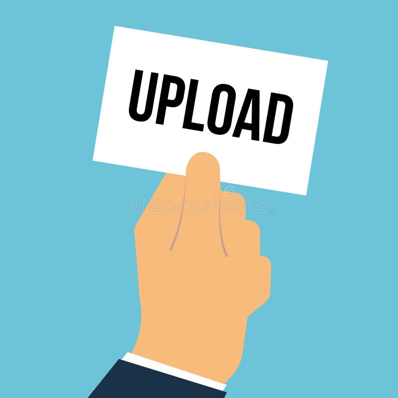 Upload Text with Arrow Up on Red Button Stock Vector - Illustration of ...