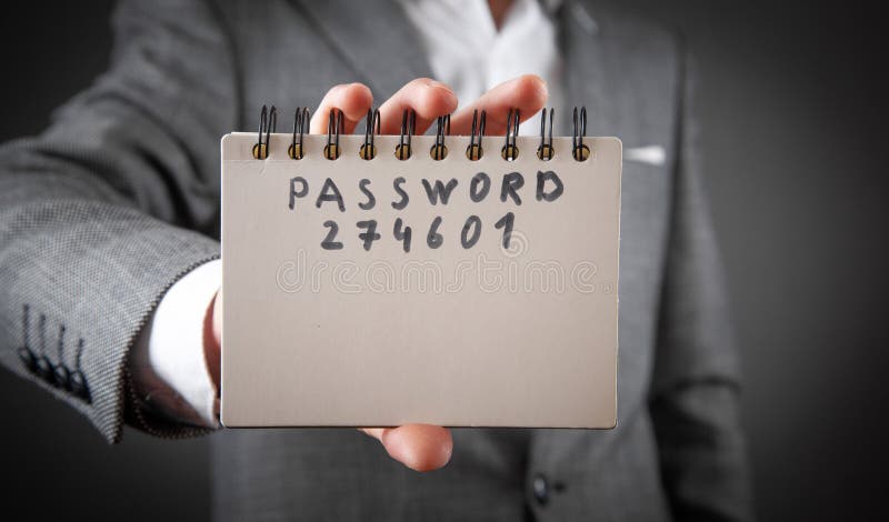 Man Showing Password Message Written on Notepad Stock Photo - Image of ...