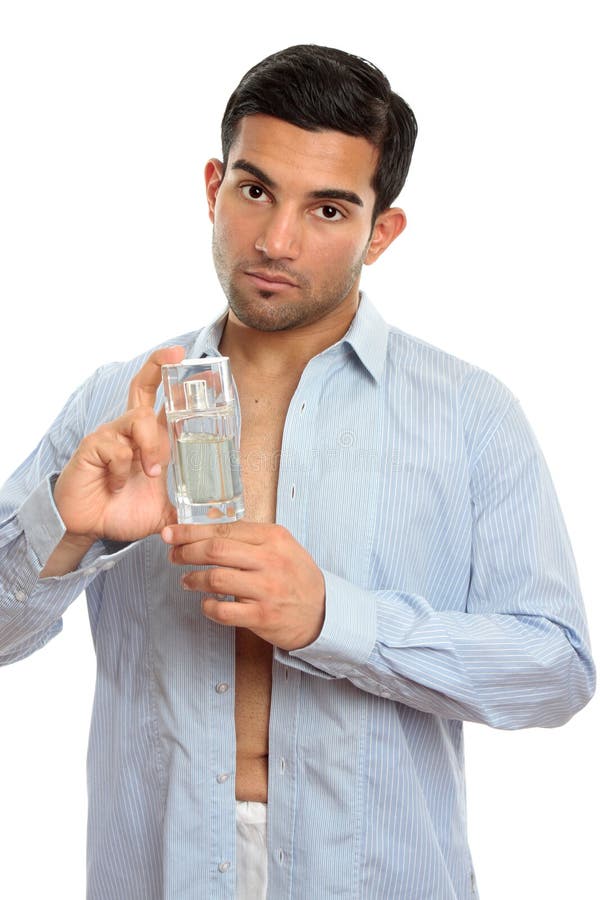 Man With Aftershave Cologne Perfume Stock Photo - Image of shirt ...