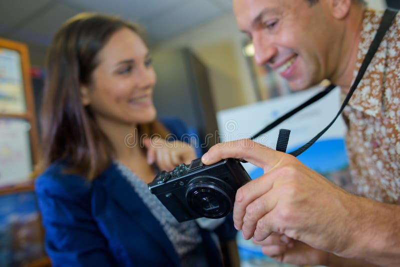 Man Showing Photos on Screen Digital Camera Stock Photo - Image of ...