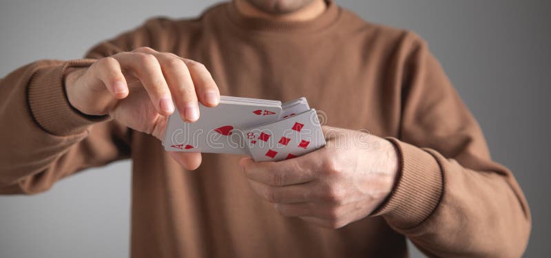 Man Showing Playing Cards. Hobby Stock Illustration - Illustration of ...