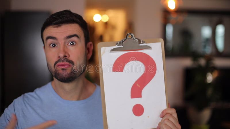 Man Showing a Question Mark Stock Video - Video of interrogation ...