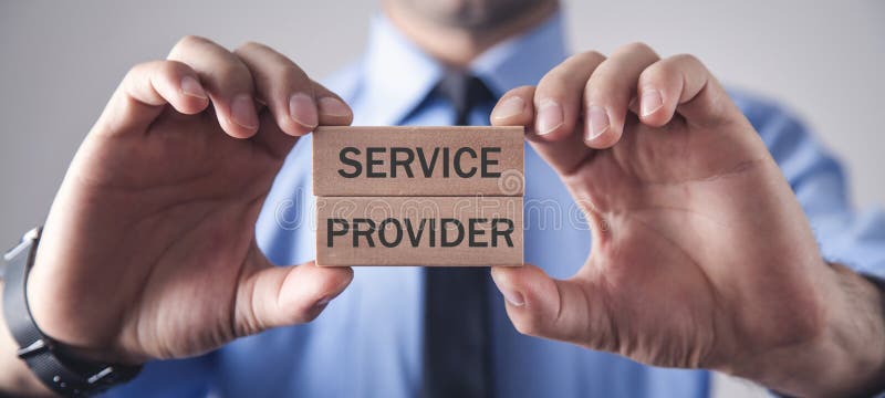 Man Showing Service Provider Text in Wooden Blocks Stock Photo - Image ...