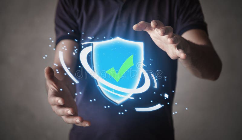 Man Showing a Shield Icon. Web Security Stock Photo - Image of lock ... Man Showing a Shield Icon. Web Security Stock Photo - Image of lock ...