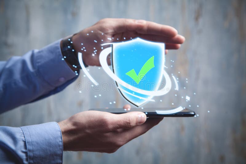 Man Showing a Shield Icon. Web Security Stock Image - Image of lock ...