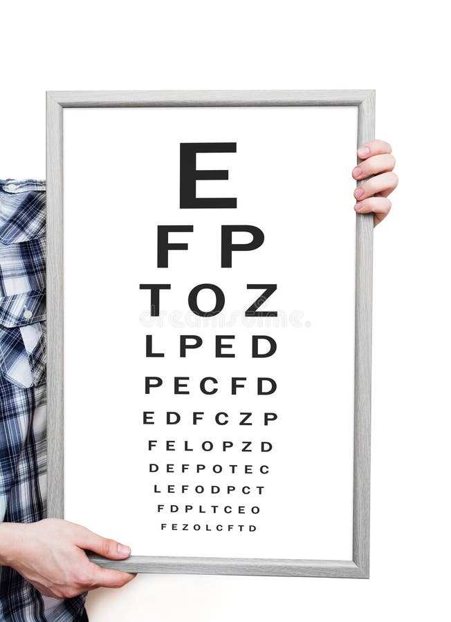 Man Showing Snellen Eye Exam Chart Stock Photo - Image of medical ...
