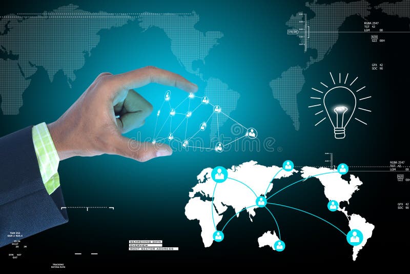 Man Showing Social Networking Concept Stock Illustration - Illustration ...