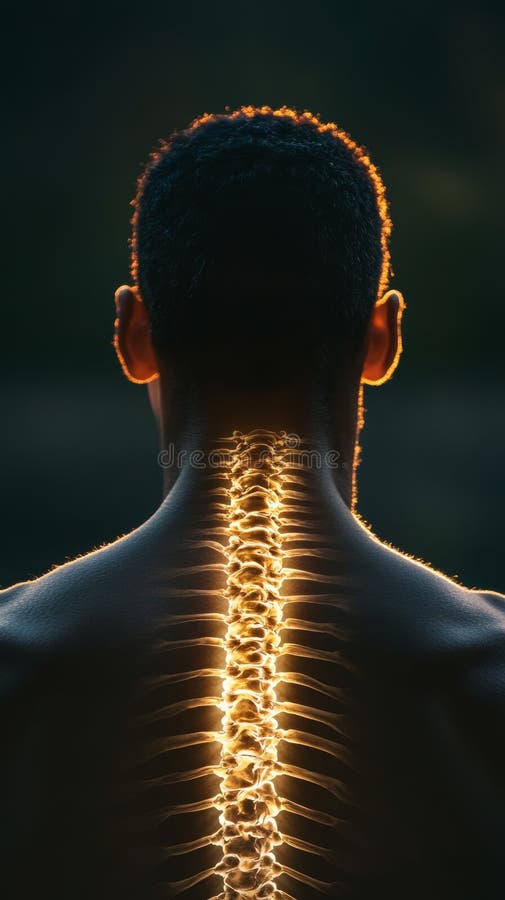Man Showing Spinal Column Experiencing Back Pain Stock Image - Image of ...