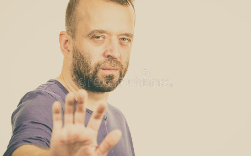 Man showing stop gesture stock image. Image of refuse - 180124063