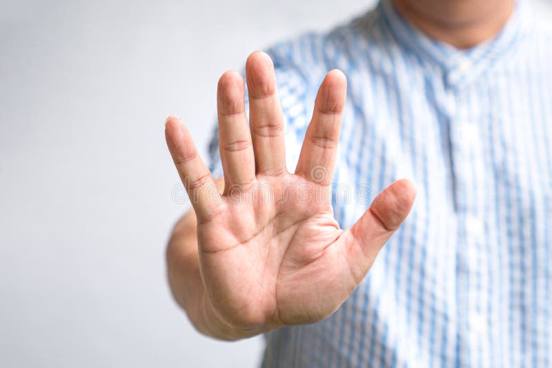 Man Showing Stop Sign with His Hand Stock Image - Image of five, sign ...