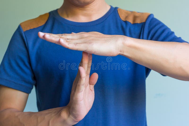 Man Showing Time Out Sign with Hands. Stock Image - Image of ...