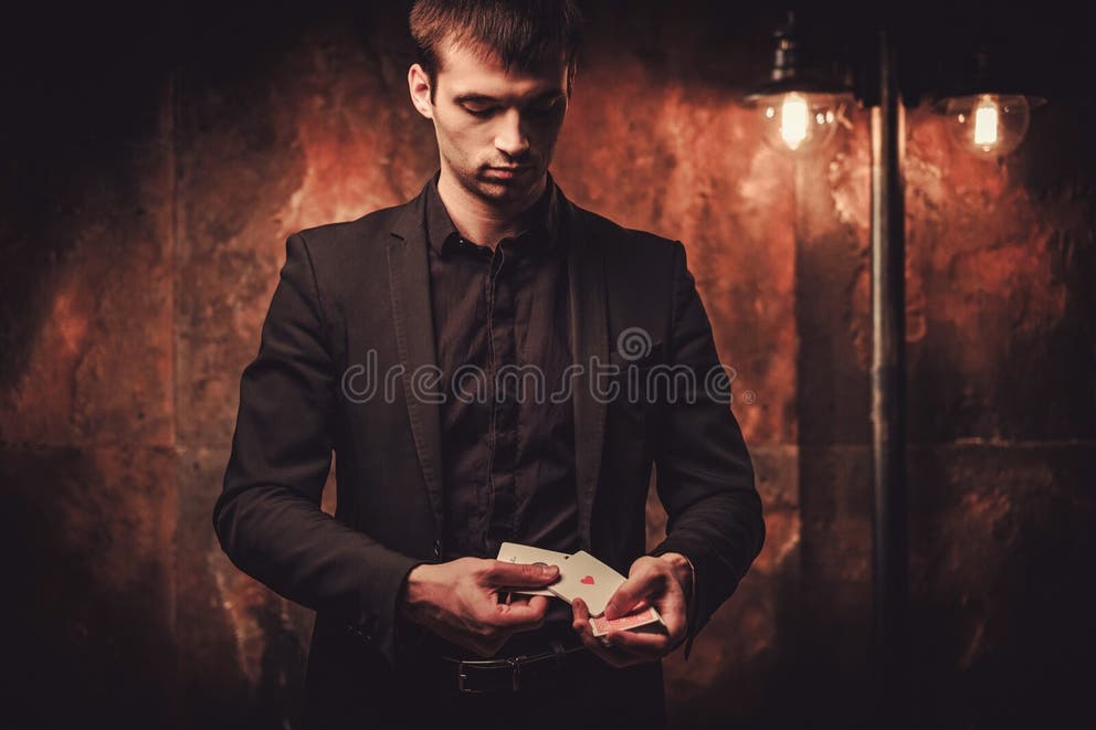 Man Showing Tricks with Cards Stock Photo - Image of magician, illusion ...