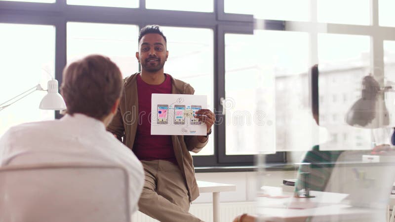 Man Showing User Interface Mockup Creative Team Stock Footage - Video ...