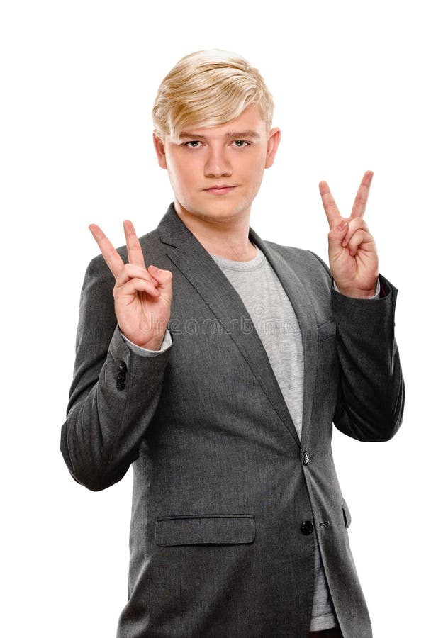 Man showing victory sign stock image. Image of cute, handsome - 48854301