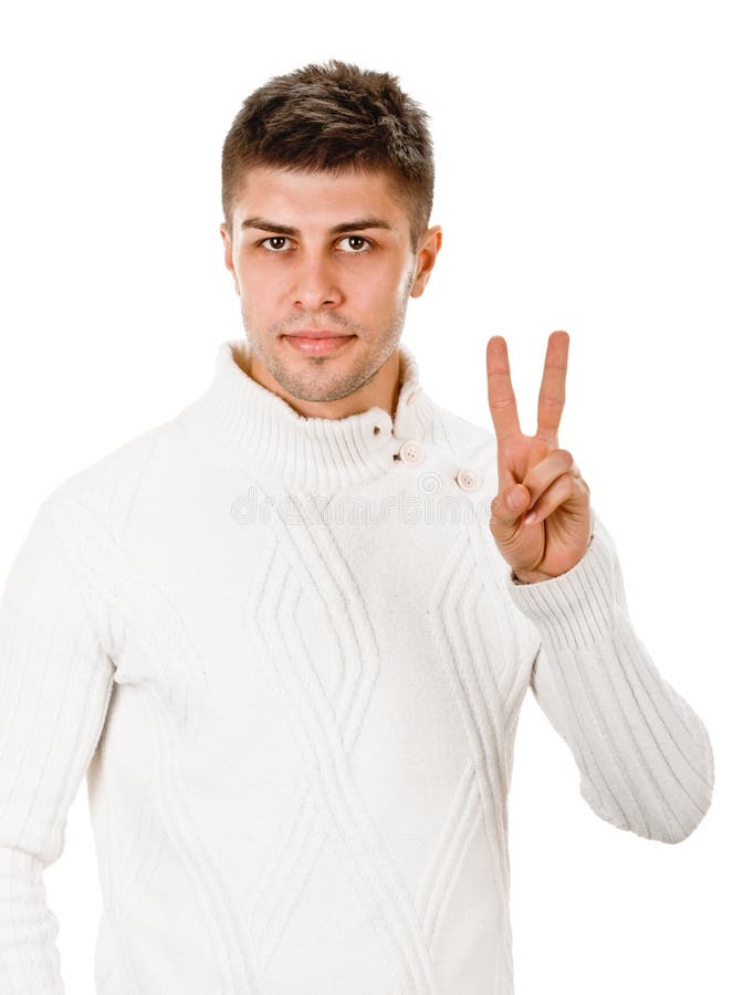 Man showing victory sign stock image. Image of cute, handsome - 48854301