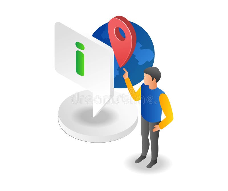 Man Showing World Location Information Stock Illustration ...