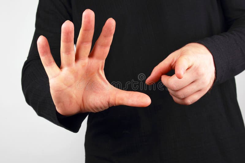 Man Shows Different Hand Gestures Stock Photo - Image of communication ...