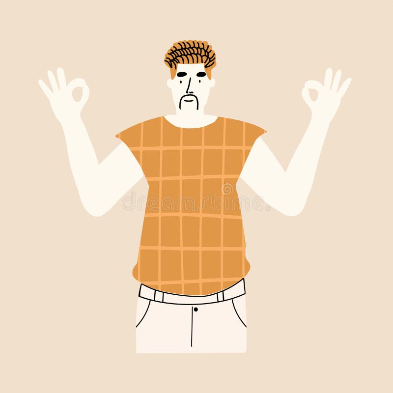 The Man Shows a Gesture Everything is Fine, Okay. Vector Illustration ...