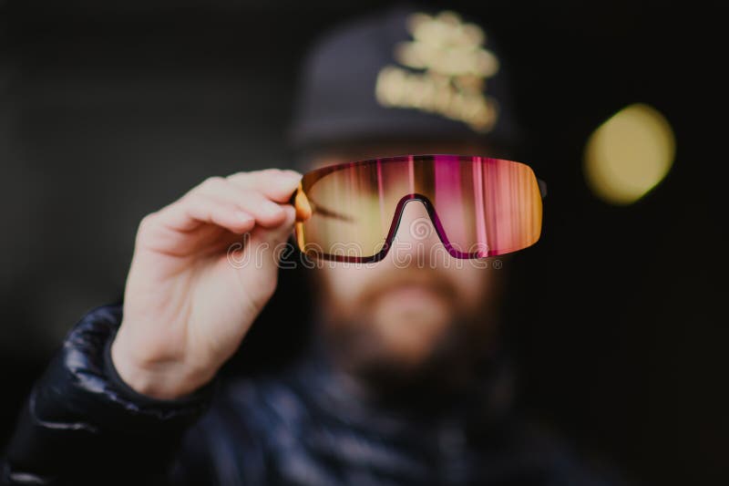 A man shows glasses lenses stock image. Image of vision - 270064245