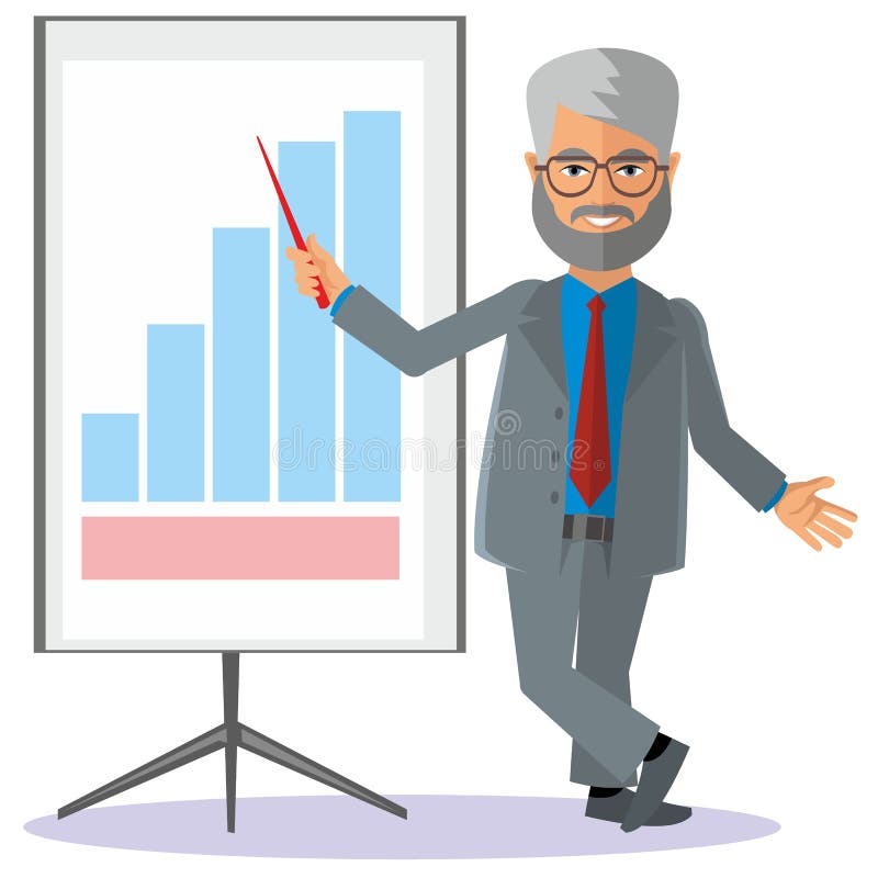 Man Shows Graphics on Flip Chart Stock Illustration - Illustration of ...