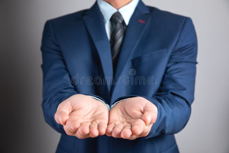 Man shows his empty palms stock photo. Image of hand - 215937550