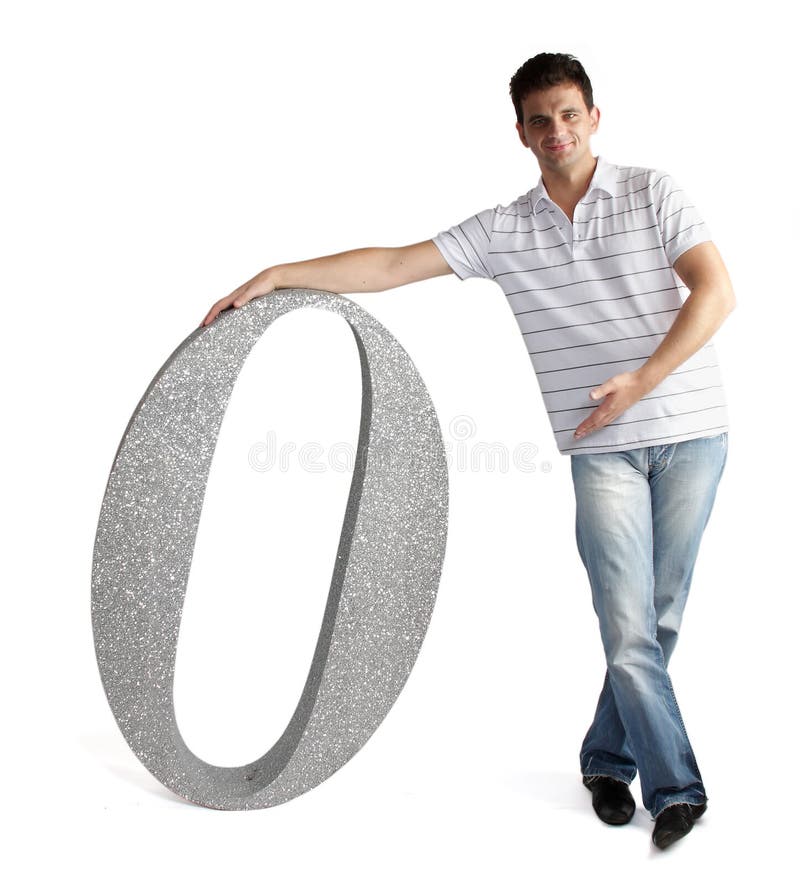 Man Shows a Large Number Zero Stock Image - Image of number, smile ...